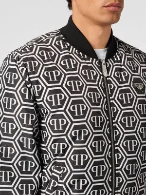 Philipp Plein Padded Monogram Bomber Jacket - Black