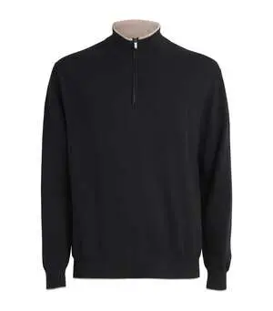 Paul & Shark Cashmere Quarter-zip Sweater - Black