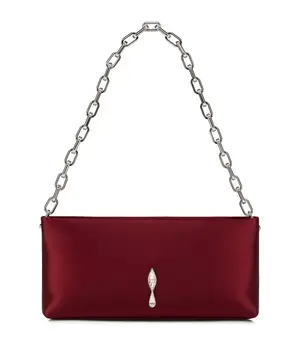 CHRISTIAN LOUBOUTIN Maykimay Chain Pouch Neoprene Satin Clutch Bag - Red