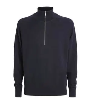 Barena Venezia Merino Quarter-zip Pullover Sweater - Navy