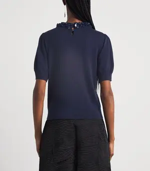 Ulla Johnson Merino Wool Embellished Crewneck T-shirt