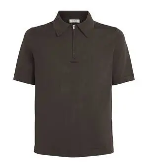 Sandro Zip-up Polo Shirt - Brown