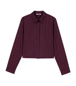 Maje Embellished Stripe Shirt - Red