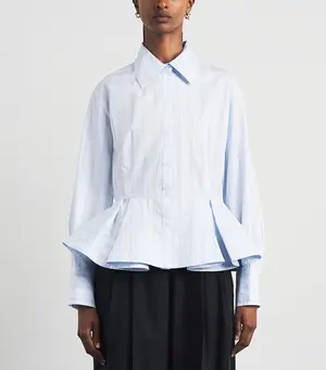 Sandro Cotton Stripe Peplum Shirt