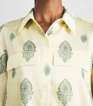 Sandro Paisley Print Tie-detail Cropped Shirt