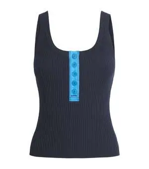 Sandro Rib-knit Contrast-placket Tank Top