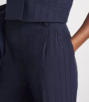 Sandro Embellished Stripe Wide-leg Trousers