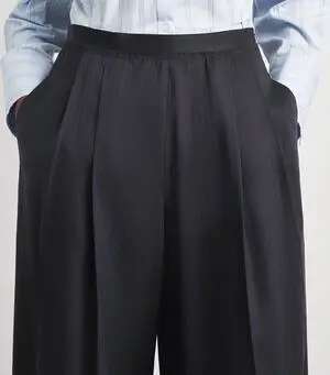 Sandro Wool Stripe Pleated Wide-leg Trousers