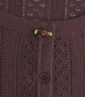 Sandro Pointelle Knit Short-sleeve Cardigan With Ruffle Detail