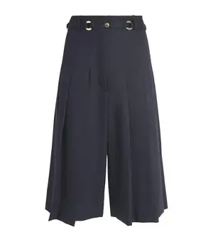 Sandro Pleated Wool-blend Shorts With Removable Belt