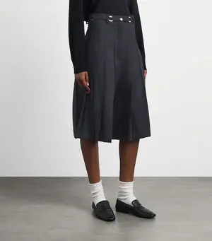 Sandro Pleated Wool-blend Shorts With Removable Belt
