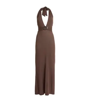 AWAY THAT DAY Mozambique Knitted Maxi Dress - Brown