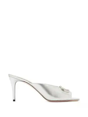 Valentino Garavani Vlogo Signature Metallic Leather Sandals - Silver