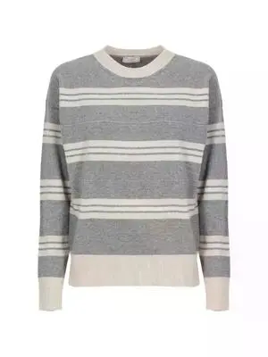 Peserico Striped Lurex Detailed Sweater - Grey