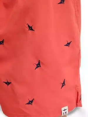 AERONAUTICA MILITARE Embroidered-logo Drawstring Swim Shorts - Red
