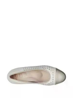 ARA Nizza Perforated Leather Pumps With Metallic Cap Toe - Neutrals
