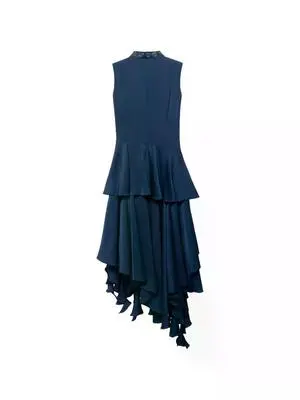 Shanghai Tang Embellished Mandarin Collar Qipao Dress - Blue