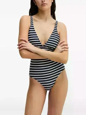 Marc O'polo Striped V-neck Swimsuit - Blue