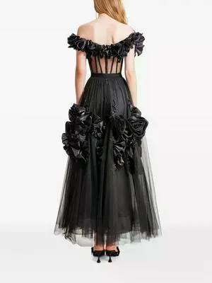 GEMY MAALOUF Floral-appliqué Tulle Midi Skirt