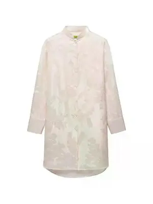 Shanghai Tang Jacquard Floral Pattern Shirt Dress - Pink