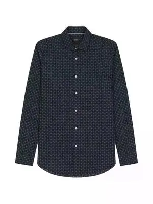 BOSS Geometric-print Long-sleeve Shirt - Blue