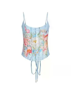Retrofete Moxie Floral-print Corset Top - Blue
