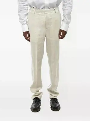 Corneliani Elasticated-waist Linen Trousers - Neutrals