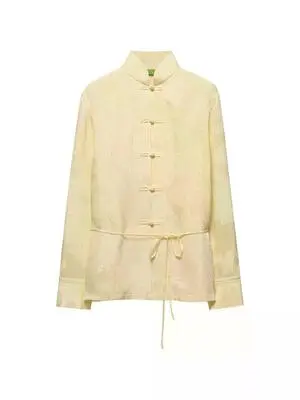 Shanghai Tang Patterned Jacquard Belted Shirt
