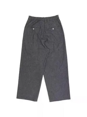 AVIVA JIFEI XUE Denim Texture Double Pleat Wide Leg Trousers
