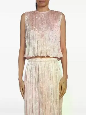 Adam Lippes Anouk Plissé-effect Top