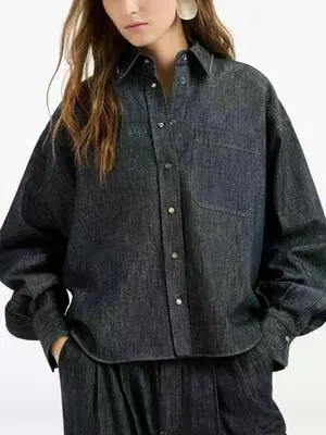 Brunello Cucinelli Sparkling No-fade Denim Shirt With Shiny Collar