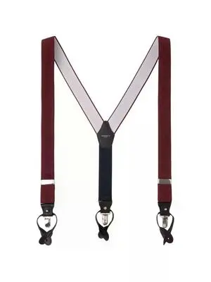 HACKETT LONDON Ribbed Leather-trimmed Braces - Red