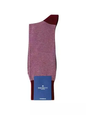 HACKETT LONDON Bird's-eye Patterned Crew Socks - Red
