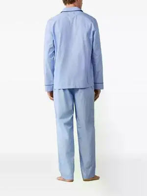 HACKETT LONDON Logo-embroidered Piped Pajamas Set - Blue