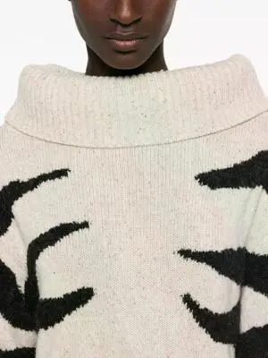 Moschino Long Sleeve Mini Dress With Tiger Print - Neutrals