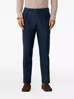 HACKETT LONDON Pleated Melange Trousers - Blue