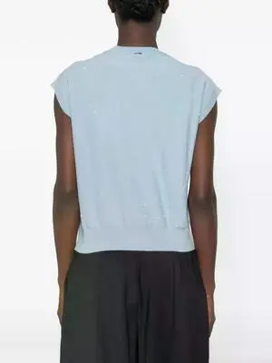 Herno Sequin Embellished Cap Sleeve Vest - Blue