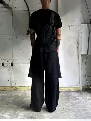 SAN263-1 Layered Wide-leg Trousers With Belted Waist