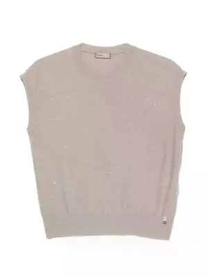 Herno Sequin-embellished Cap-sleeve Vest - Neutrals