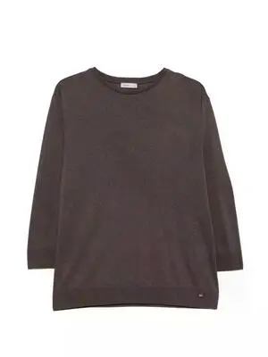 Herno Crew Neck Long Sleeve Fine Knit Top - Brown