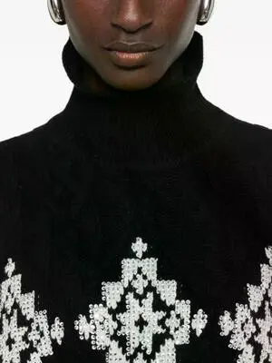 ERMANNO FIRENZE Cable-knit Sequin-embellished Jumper