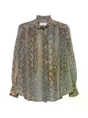 ERMANNO FIRENZE Snake-print Ruffled Shirt - Neutrals