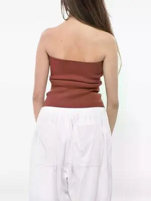 SUPER BLOND Elasticated Knitted Tube Tank Top - Brown