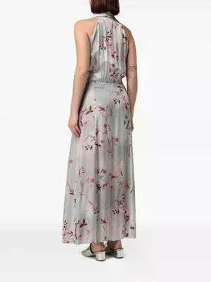 CRIDA MILANO Campanula Floral-print Maxi Dress - Grey