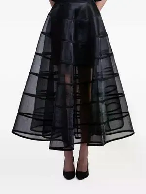 GEMY MAALOUF Cage-like Sheer-panelled Midi Skirt