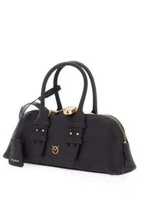 Pinko Escape Bag Horizontal Small Handbag In Full-grain Leather - Brown