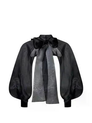 ROOM76 Lavallière Puff-sleeve Shirt - Black