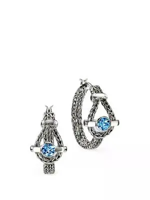 John Hardy Icon Blue Topaz Hoop Earrings - Silver