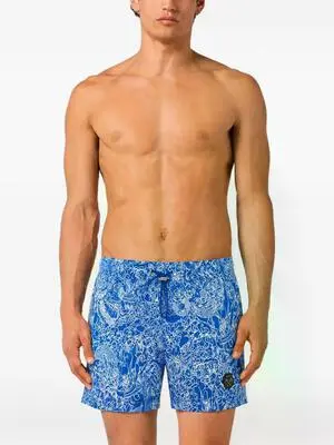 Philipp Plein Swimming Shorts Skull All-over - Blue