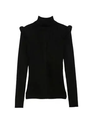 Elisabetta Franchi Ribbed Knit Turtleneck Sweater - Black